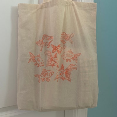 Gold Fish Tote Bag Screenprint Screen Printed Canvas - Etsy