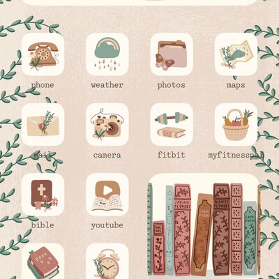 Book Lover App Icons, Bookworm Ios Icons, iPhone Icons for Book Lovers ...