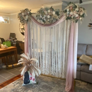 Floor Free Standing Arch Arrangement Aisle Flowers White Boho Pampas ...