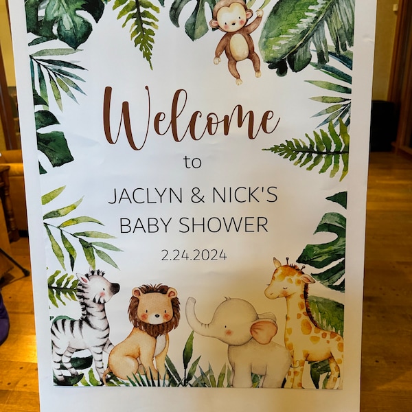 CUSTOM Jungle Welcome Sign Safari Welcome Sign Baby Shower Sign Jungle ...