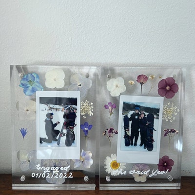 Custom Calligraphy Double Pressed Flower Floating Frame - Etsy