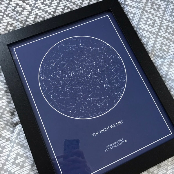 Star Map Print Custom by Date, PRINTABLE Star Chart, Astronomy Gifts ...