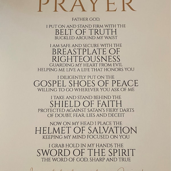 Armor of God, Christian Spiritual Warfare Prayer Wall Art - Victorious ...