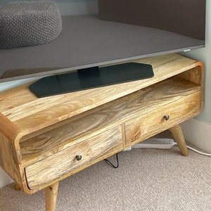 Curved Dressing Table and Bench Set 3 Drawers and Foldable Mirror Solid ...