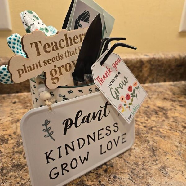 Sunday School Teacher Gift, Religious Plant Sign, Thank You for Helping ...