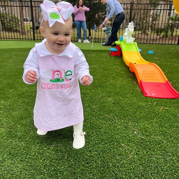 Baby Girl Golf Outfit, Baby Girl Golf, Hole in One First Birthday Girl ...