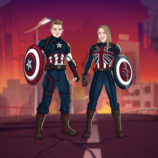 CUSTOM SUPERHERO Cartoon Portrait, Personalized Superhero Illustration ...