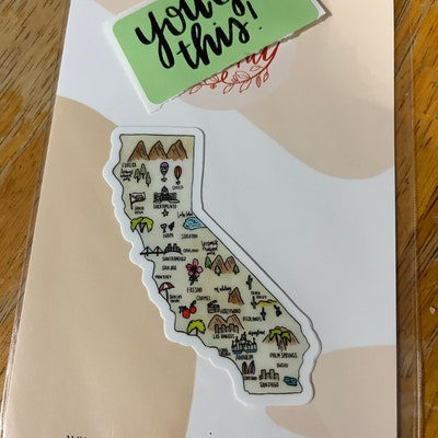 Watercolor California State Map Sticker FREE SHIPPING, California ...