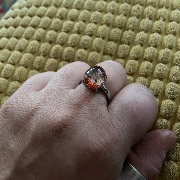 Lodolite Ring/ Garden Quartz Ring/ Red Quartz Ring/ Strawberry Quartz ...