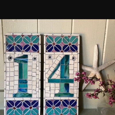 Mosaic House Number Made to Order Address Plaque Template 8 - Etsy