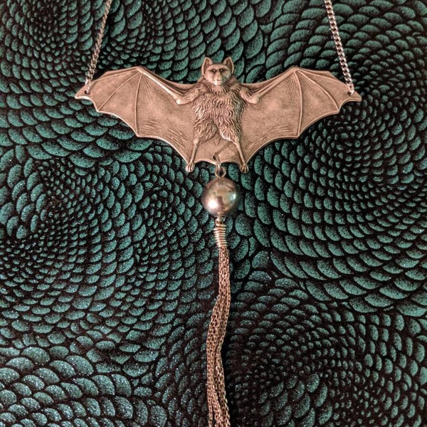 Gigantic Antique Silver Plated Brass Bat Pendant - XXX - *S-P08 - Etsy