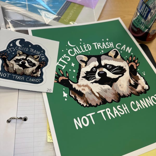 Raccoon Art Wall Decor Funny Motivational Raccoon Print Funny Classroom ...