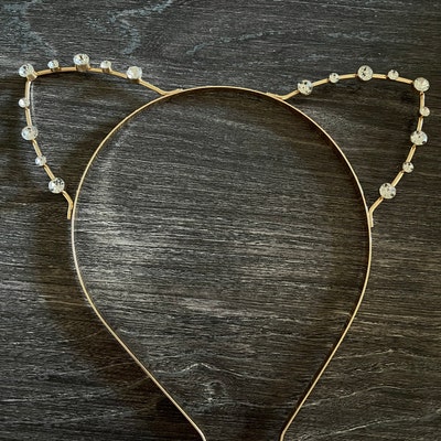 Handmade Crystal Cat Ear Tiara Cat Ear Headband Cat Ears Head Band Cat ...