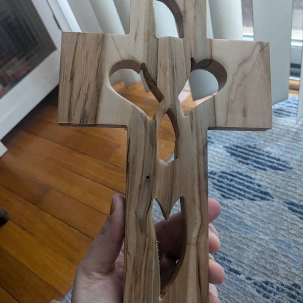 Wood Carved Intertwined Heart Cross - Etsy