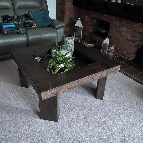 Rustic Handmade Solid Wood Sleeper Coffee Table Square Version - Etsy