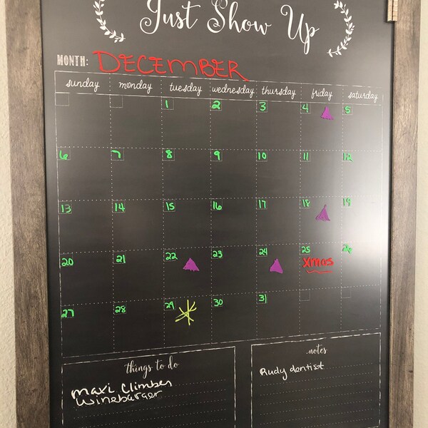 Personalized Calendar , Dry Erase Custom Chalkboard Calendar , Framed ...