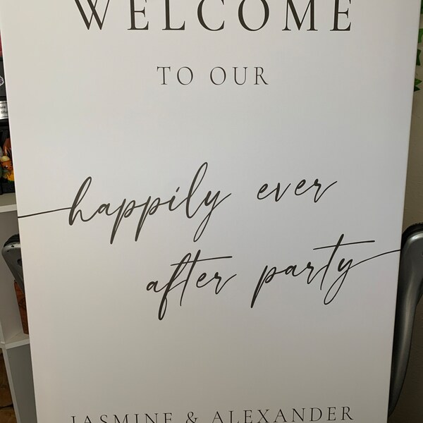 Happily Ever After Sign, Minimalist Wedding Welcome Sign, Welcome to ...