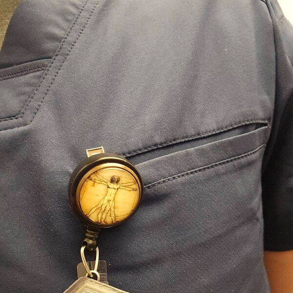 Vintage Map and Compass Retractable Badge Holder - Compass Badge Reel ...