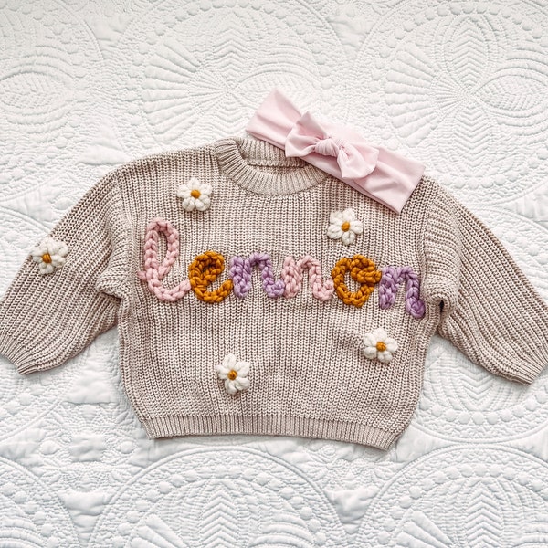 Custom Embroidered Name Sweater, Children's Clothes, Milestone Gift - Etsy