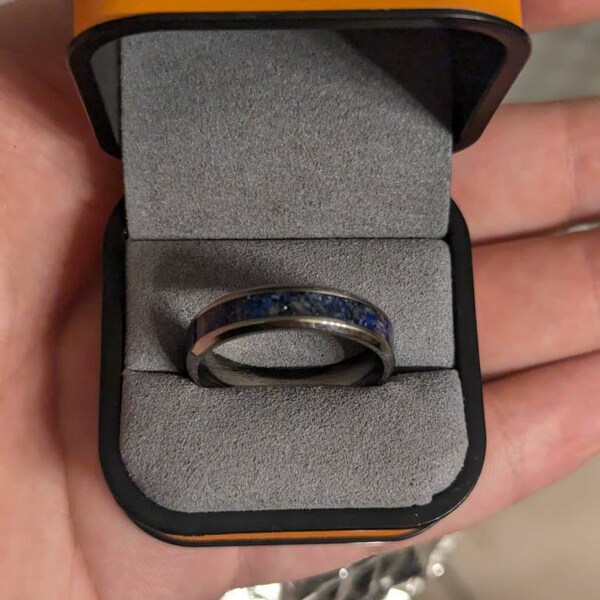 Wild Blue Ring Afghanite Crystal Inlay, Tungsten Titanium Ceramic, Men ...