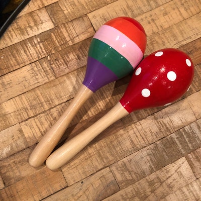 20cm Colourful Wooden Maraca Rattle Shaker Sensory Toy for Kids Music ...