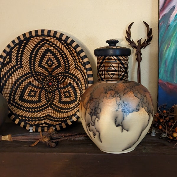 Raku Pottery With Striped Crackle Glaze. Orange and Brown. - Etsy