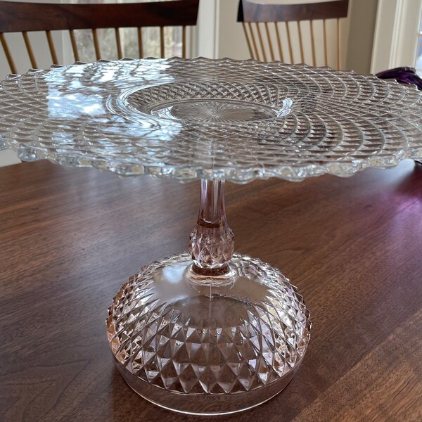 7.25" Pink Glass Cake Stand, Small Cake Stand, Petite Glass Cupcake ...
