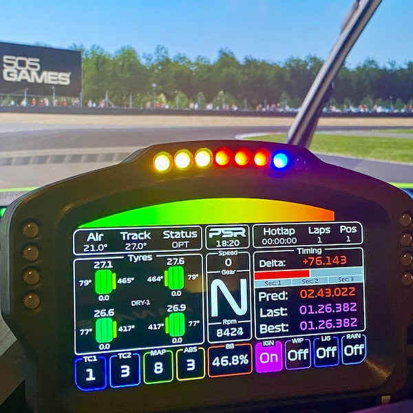 Sim Racing Dashboard Touchscreen Display Leds RPM Simhub, PSR GT 5.0 ...