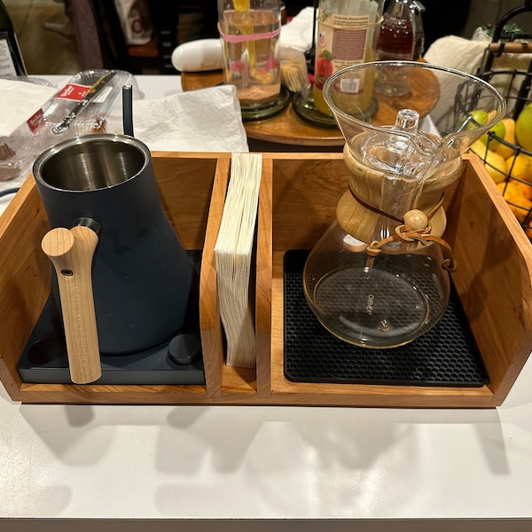 Handmade Wooden Pour Over Coffee Station: Minimalist Coffee Caddy, 2 ...