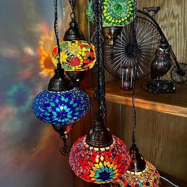 Turkish Pendant Lamp, Turkish Ceiling Lamp, 3 Globe Mosaic Hanging Lamp ...
