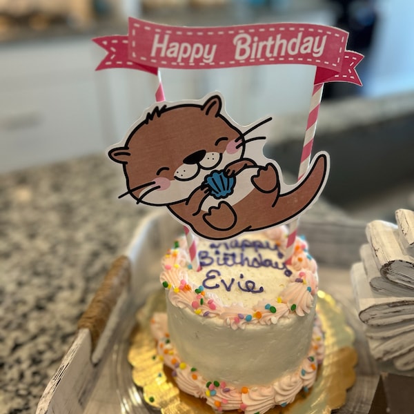 Otter Cake Topper for Kids | Cute Sea Otters Birthday Party Supplies ...
