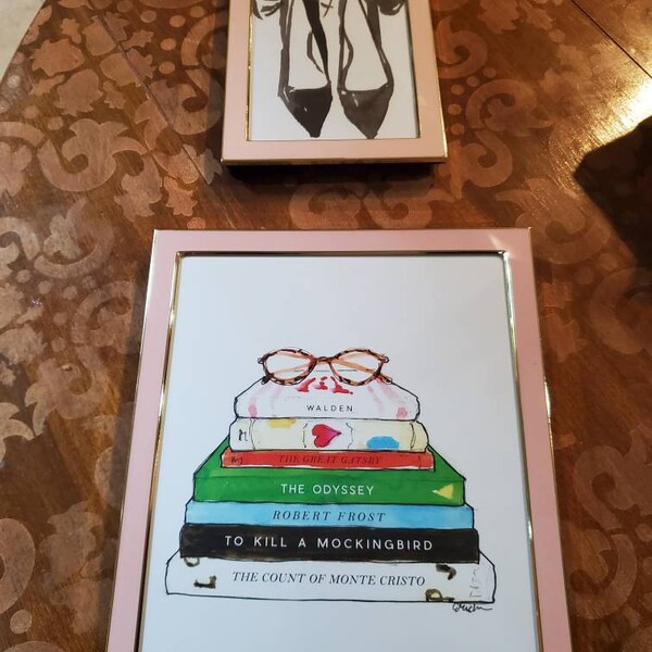 Customizable Book Stack Art Print {cute Wall Art, Home Decorating ...