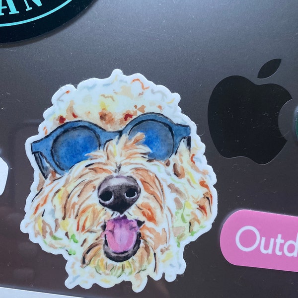 Goldendoodle Vinyl Sticker, Golden Doodle Vinyl Decal, Laptop Sticker ...