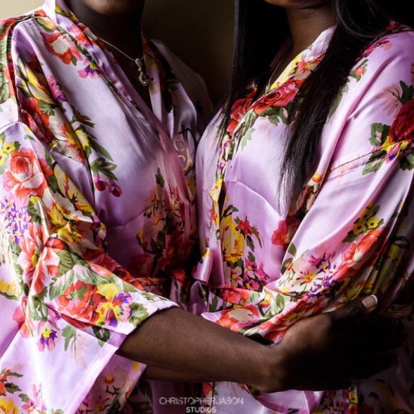 Floral Bride Robe - Floral Print Robes - Floral Bridesmaid Robe Set of ...