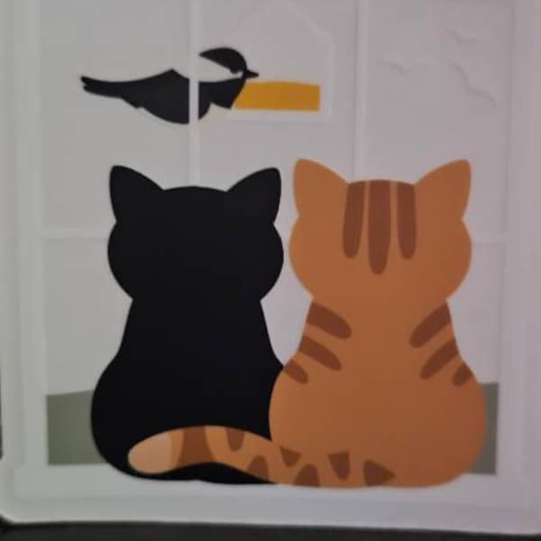 Bird Watching Cats Vinyl Sticker, Cute Laptop Decal - Etsy