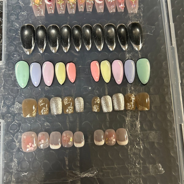 Press on Nail Storage Box Organize Fake Nail Set Acrylic Box Glue on ...