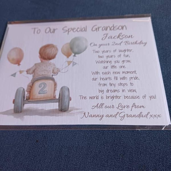 2nd Birthday Card for Grandson Personalised Second Birthday for Son ...