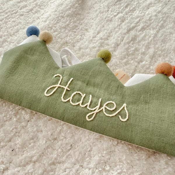 Number and Star Custom Linen Crown for Kids & Children's Birthday ...