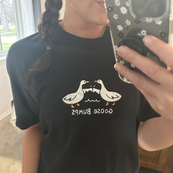 Goose T-shirt- Goose Embroidered T-shirt- Funny Goosebumps- Comfort ...