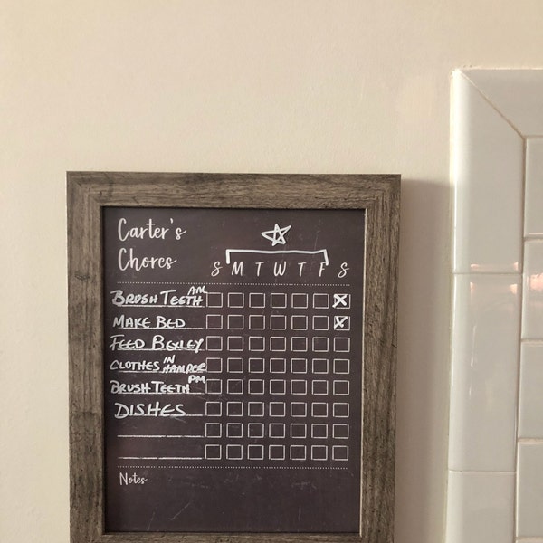 Chalkboard Chore Chart SMALL - Dry Erase Chore Chart - Framed Chore ...