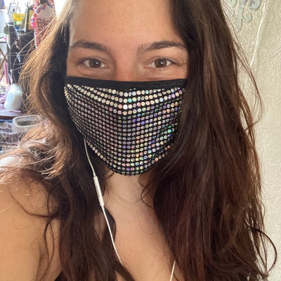 Disco Robot Super Holographic Black Face Mask for Festivals and Raves ...