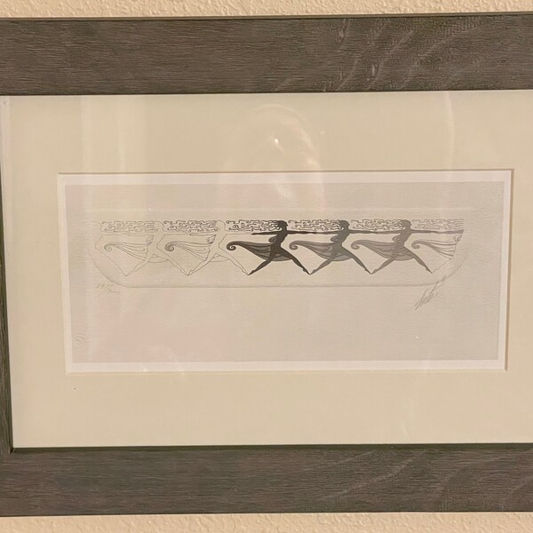 Erte Matted Print 1987 Lady With GREEN EMERALD EYES and Black Cat in ...