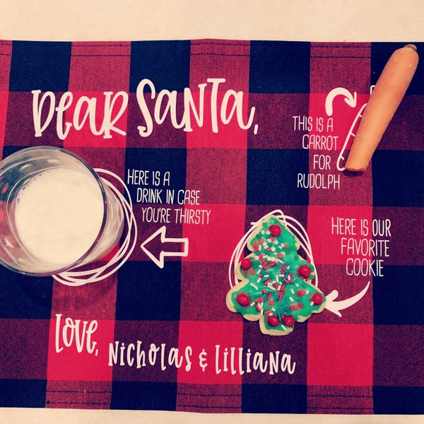 Dear Santa Placemat / Buffalo Plaid Placemat/ Cookies for Santa Plate ...