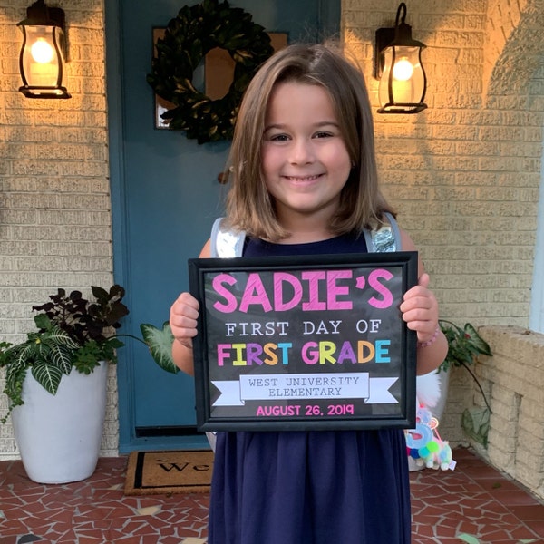 First Day of School Sign - First Day of Kindergarten Chalkboard Sign ...