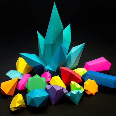 DIY Paper Craft Crystal, 3D Papercraft Model, PDF Template, Low Poly ...