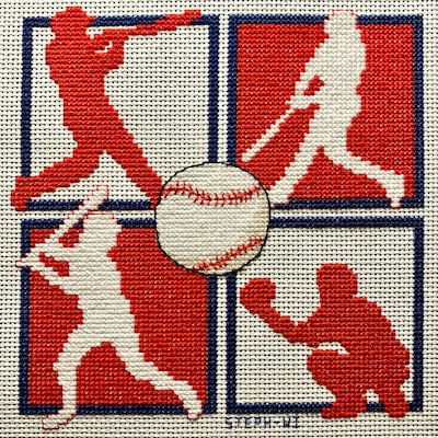 Baseball Cross Stitch Pattern, Baseball Players Silhouettes, Chart for ...