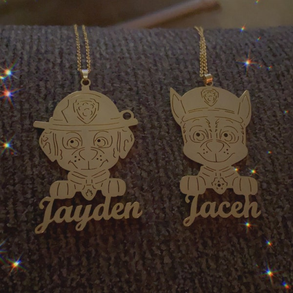 Personalized Name and Cartoon Character Necklaces Pendants Customized ...