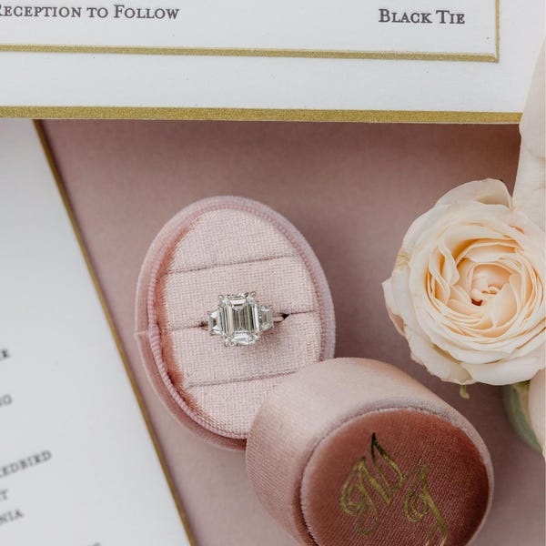 3 Slot Ring Box Wedding Velvet, 3 Slot Custom Wedding Ring Box ...
