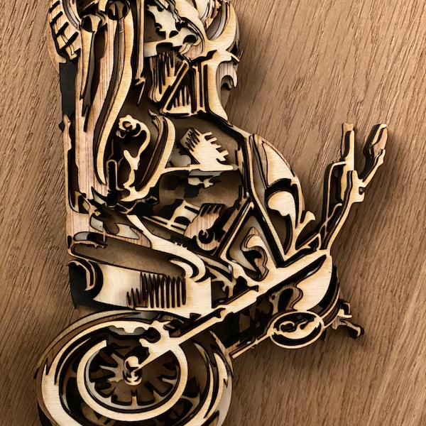 Motorcycle 3D Laser Cut File | Multi-layer Motorbike Wall Art | SVG DXF ...