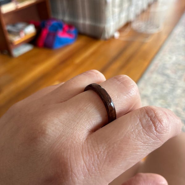 Tennessee Whiskey Barrel Spiral Grain Wood Ring With Crushed Turquoise ...